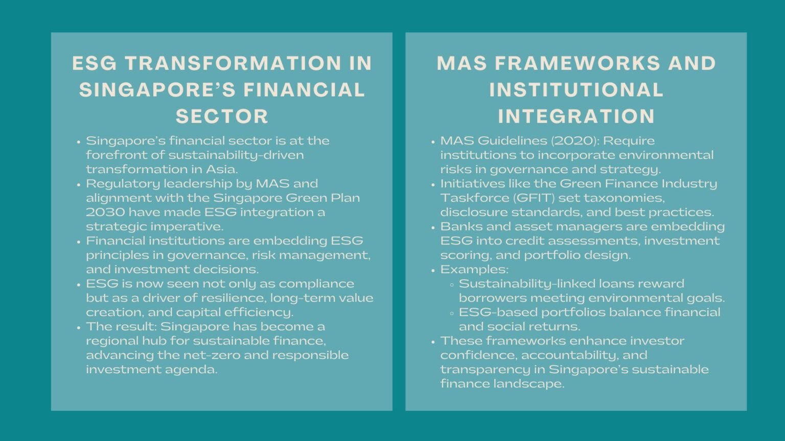ESG Integration Training Singapore Financial Sector