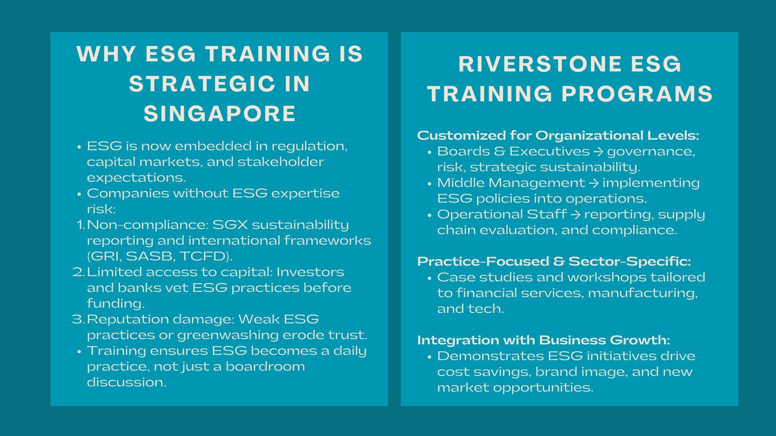Top ESG Training Programs in Singapore